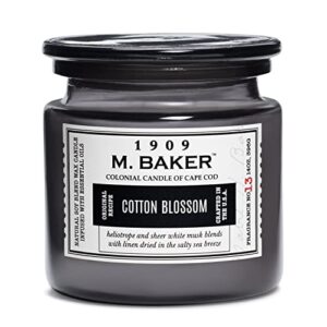 Colonial Candle Cotton Blossom Scented Jar Candle | 2-Wick Natural Soy Blend Wax Candle for Home | Relaxing Aromatherapy Candle Infused with Essential Oils | M. Baker Apothecary Glass Jar Candle