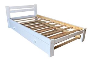 amazonas white twin bed with trundle wooden trundle bed twin size solid pine wood and hardwood slats support kids bed boy girl wooden bedroom furniture