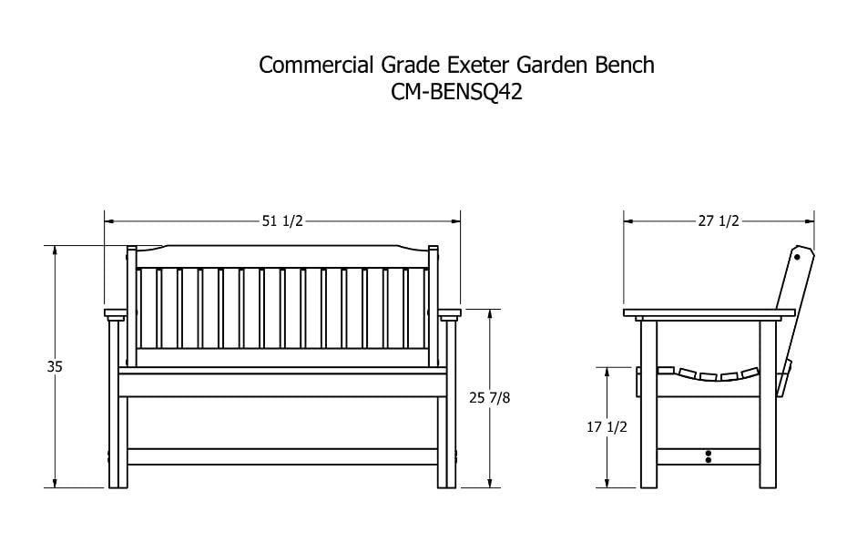 Sequoia Professional CM-BENSQ42-WHE Commercial Grade Exeter 4 Foot Garden Bench, White