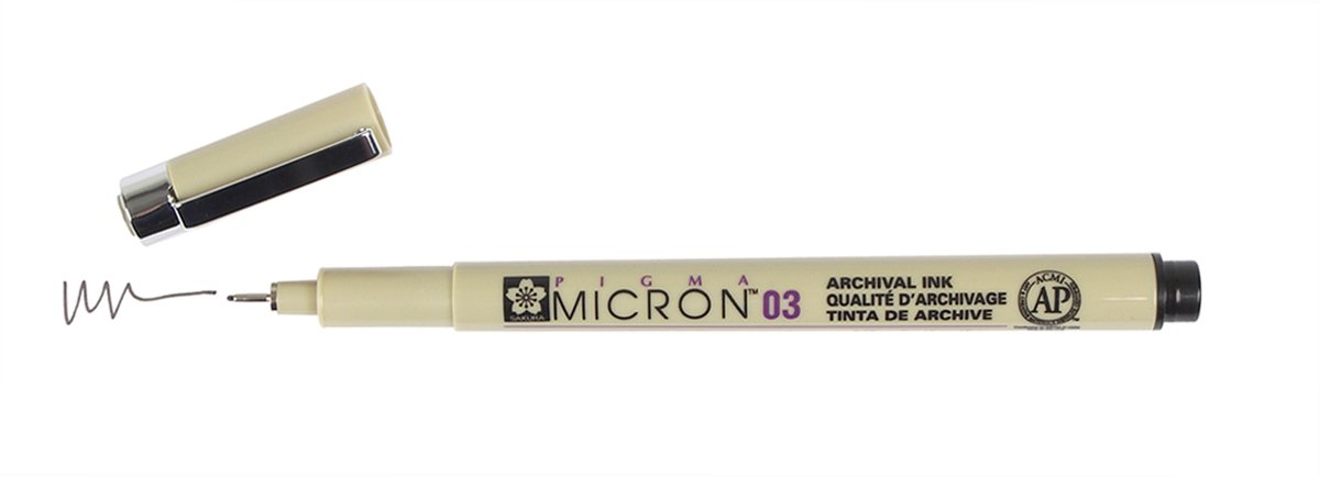 Sakura Pigma Micron 03 Black Pen 0.35mm Line Width Pack of 4 (03)