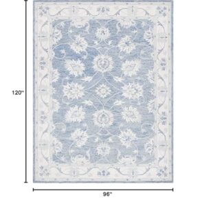 SAFAVIEH Micro-Loop Collection Area Rug - 8' x 10', Blue & Ivory, Handmade Wool, Ideal for High Traffic Areas in Living Room, Bedroom (MLP536M)