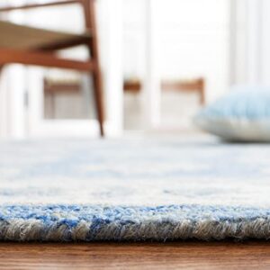 SAFAVIEH Micro-Loop Collection Area Rug - 8' x 10', Blue & Ivory, Handmade Wool, Ideal for High Traffic Areas in Living Room, Bedroom (MLP536M)