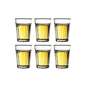 vikko small 3.75 ounce drinking glasses, thick and durable mini glass, great for children, tasting and small portions, dishwasher safe, set of 6 mini clear glass tumblers 3.2” x 2.4”