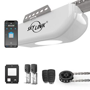 atoms atr-1722w by skylink 3/4hpf garage door opener featuring alexa with extremely quiet dc motor, chain drive, 2 remote controls, deluxe wall console and wifi compatible