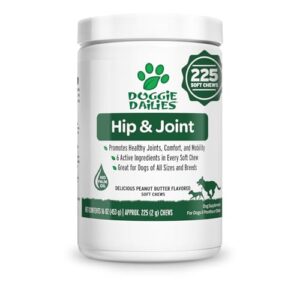 doggie dailies glucosamine for dogs - 225 chews - joint supplement for dogs of all breeds & sizes - hip and joint supplement for dogs - premium glucosamine and chondroitin for dogs (peanut butter)