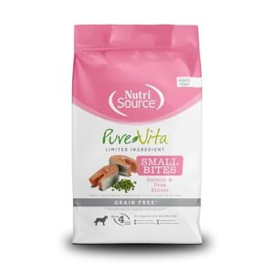 nutrisource pure vita limited ingredient grain free dry dog food, small bites, salmon and peas, 15lb