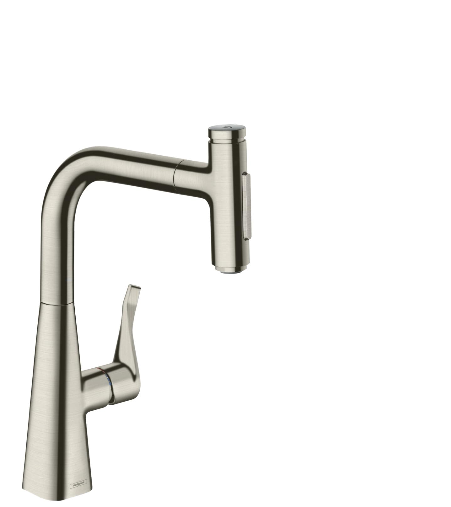 hansgrohe Metris Select Stainless Steel Bar Kitchen Faucet, Kitchen Faucets with Pull Out Sprayer, Faucet for Kitchen Sink, Stainless Steel Optic 73822801