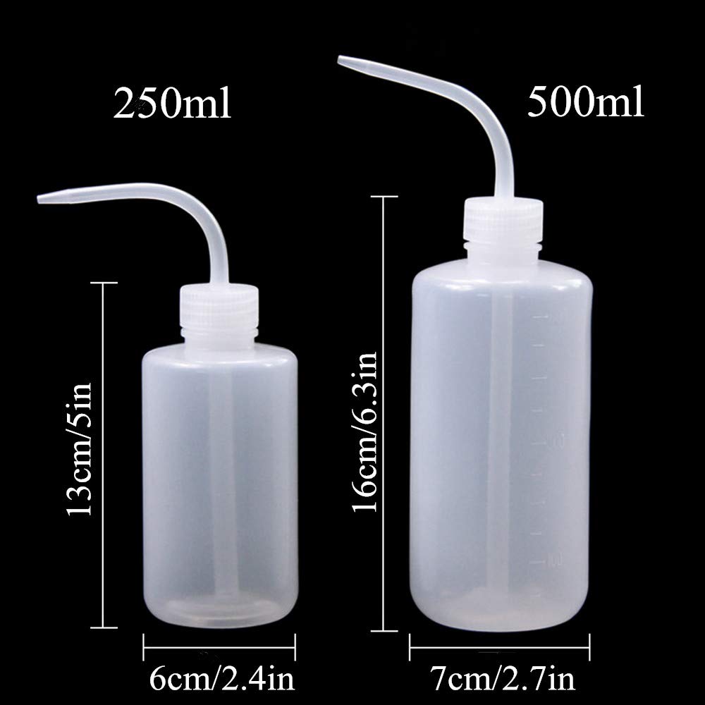 Yuelong Plastic Squeeze Bottle,2Pcs Safety Wash Bottle 500ml Convenient Green Soap Supply Tattoo Squeeze Bottle with Scale Labels Watering Tools for Medical Label Tattoo Supplies(500ml,16oz,1 Bottle)