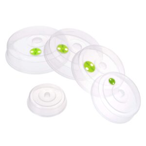 set of 5 microwave plate covers with adjustable steam vents; microwave splatter covers - mixed sizes for large & small food plates bowls