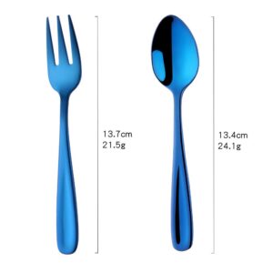 Rainbow Dessert Spoons Salad Fork Set, Color ME 10-Piece Stainless Steel Teaspoons Cake Forks Set