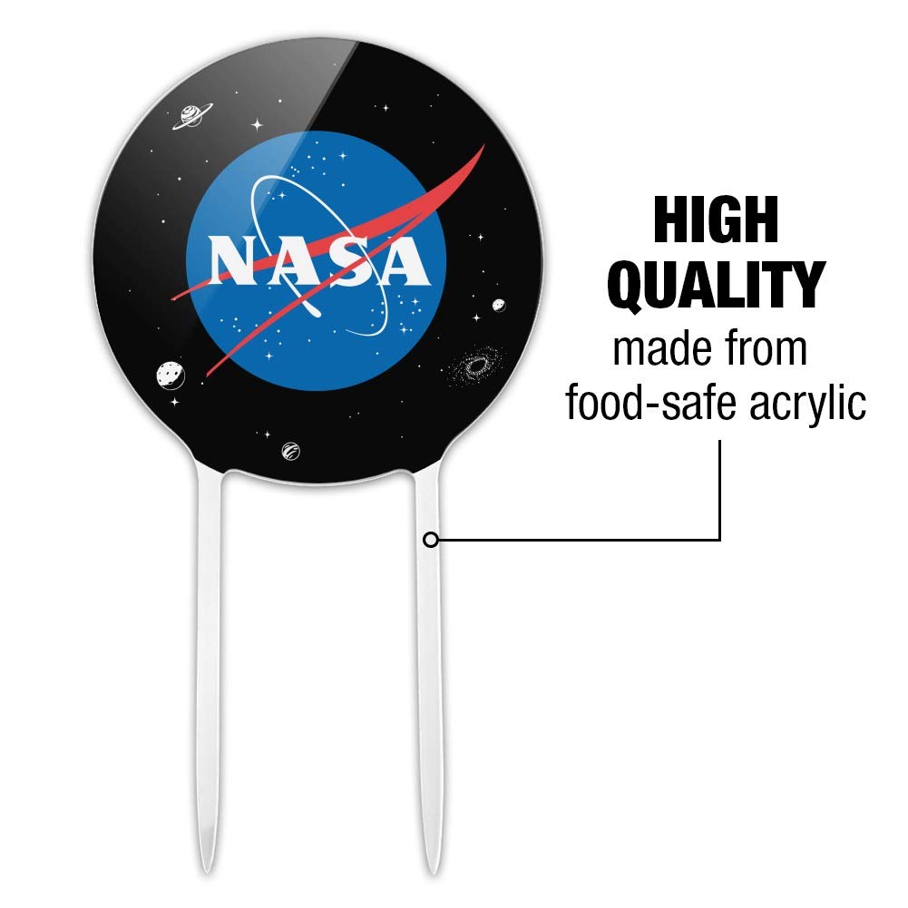 Acrylic NASA Official Meatball Logo Cake Topper Party Decoration for Wedding Anniversary Birthday Graduation