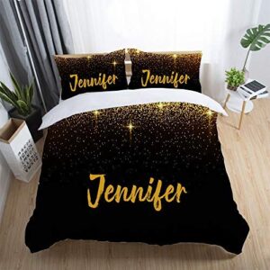 papawu custom name 3 piece bedding duvet cover set personalized queen size microfiber duvet cover with zipper closure