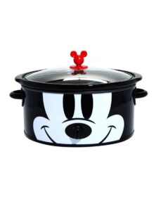 disney mickey mouse slow cooker with trivet by select brands - disney slow cooker with mickey mouse designs - features dishwasher-safe stoneware crock insert - 6 quarts