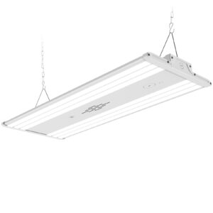 hyperlite 4ft led high bay shop lights, enterprise-grade 320w 41600lm high bay led lighting, 120-277v, 5000k 1-10v dimmer warehouse lighting for barn supermarkets, commercial place, ul listed