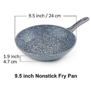 Cook N Home 02667 Ultra Granite Nonstick Skillet Fry Pan, 9.5 inches, Non-stick Frying Pan Omelette Pan, Chef's Pan, black/white