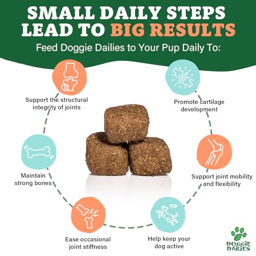 Doggie Dailies Glucosamine for Dogs - 225 Chews - Joint Supplement for Dogs of All Breeds & Sizes - Hip and Joint Supplement for Dogs - Premium Glucosamine and Chondroitin for Dogs (Peanut Butter)