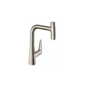 hansgrohe talis select s stainless steel bar kitchen faucet, kitchen faucets with pull out sprayer, faucet for kitchen sink, stainless steel optic 72824801