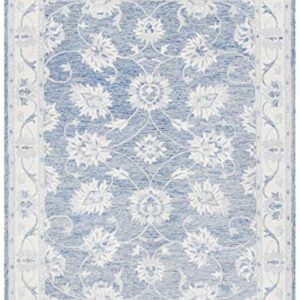 SAFAVIEH Micro-Loop Collection Area Rug - 8' x 10', Blue & Ivory, Handmade Wool, Ideal for High Traffic Areas in Living Room, Bedroom (MLP536M)