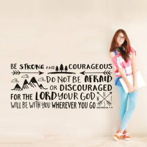 Quote of Bible Verse Joshua 1:9 Wall Sticker Vinyl Decals Be Strong and Courageous Words Boy Kids Room Home Decor Wallpapers