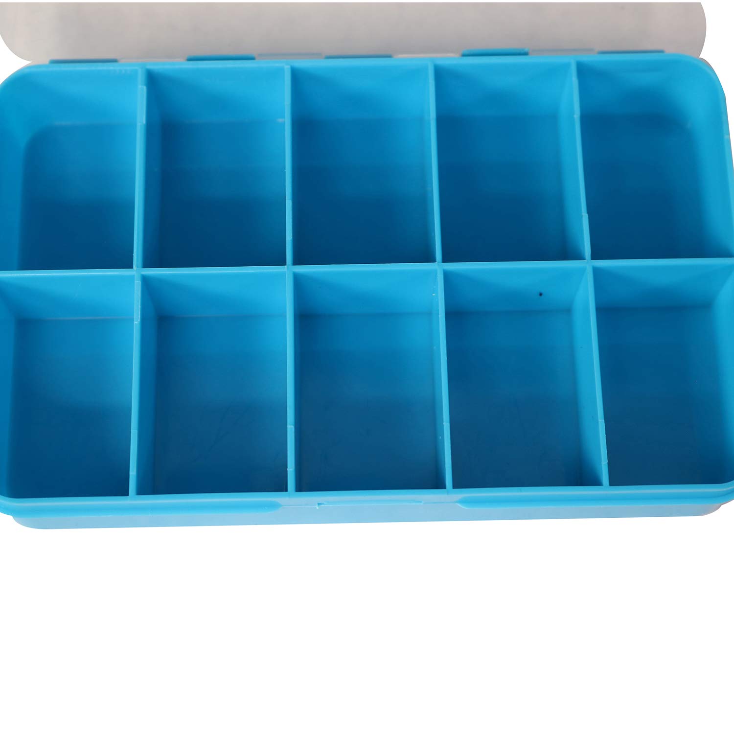 Everything Mary 10 Compartment Plastic Bead Storage Box - 10 Total Storage Spaces- Blue Organizer Storage for Large, Small, Mini, Tiny Beads - Plastic Snap Case for Jewelry, Crafts & Accessories