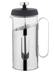 berghoff essentials heat-resistant glass french press maestro pp lid 0.37 qt. ergonomically designed 18/10 stainless steel handle up to 3-cup satin finish