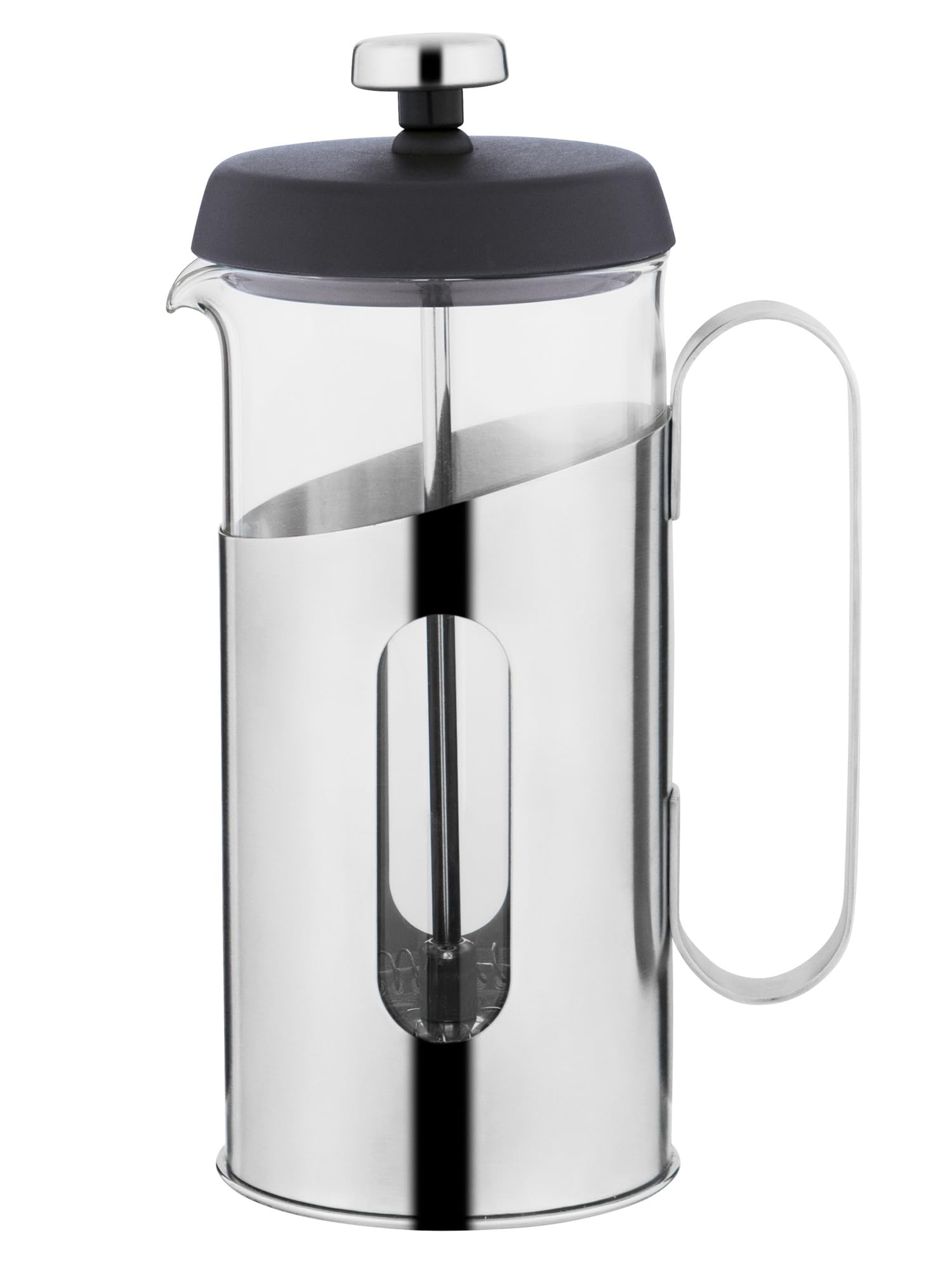 Berghoff Essentials Heat-resistant Glass French Press Maestro PP Lid 0.37 qt. Ergonomically Designed 18/10 Stainless Steel Handle Up to 3-Cup Satin Finish