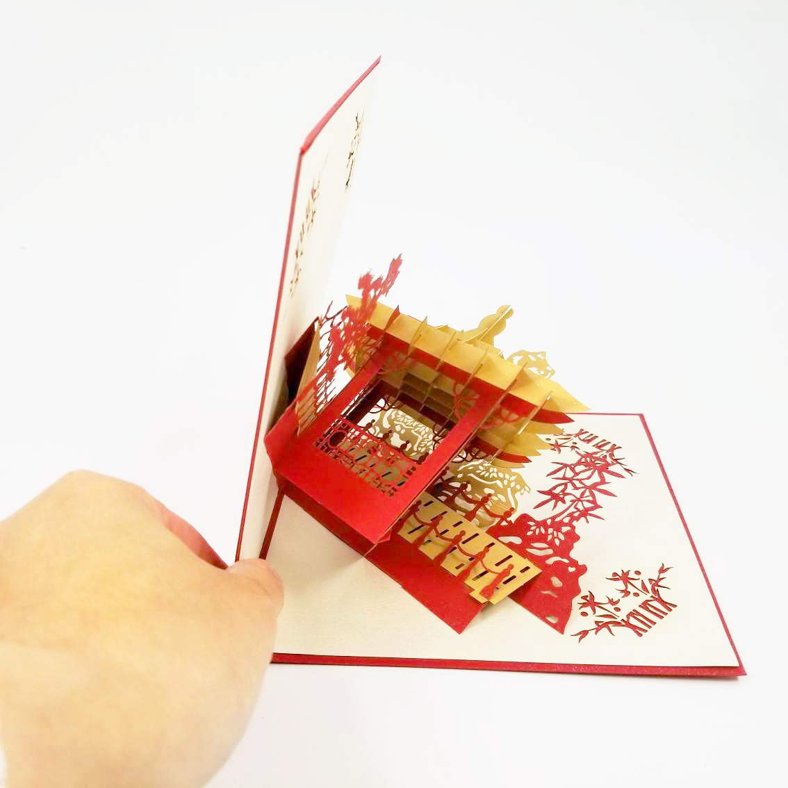 POP CARD EXPRESS Asian Pavilion Pop Up Greeting Card - Birthday Card, Just Because, Graduation Card, Valentine's Day Card, Anniversary Card, Wedding Card, Thank You Card (Asian Pavilion Pop Up Card)