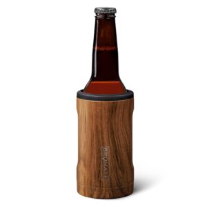 brümate hopsulator bott'l insulated bottle cooler for standard 12oz glass bottles | glass bottle insulated stainless steel drink holder for beer and soda (walnut)