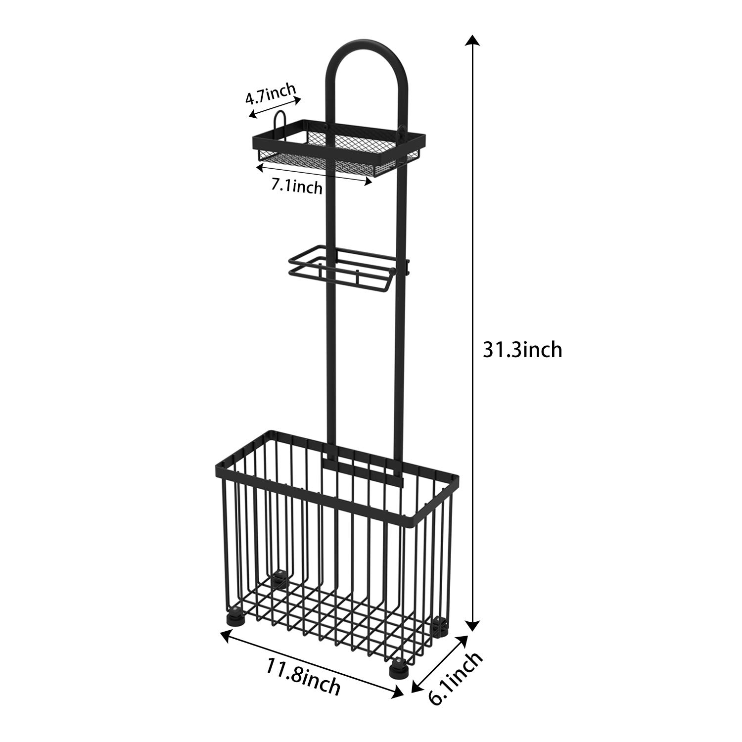 X-cosrack Freestanding Toilet Paper Holder Toilet Tissue Rack Scroll Stand Roll Dispenser with Storage Shelf Reserve for Phone Tablet Magazine Bathroom Organizer Bath Tissue Organizer (Black)