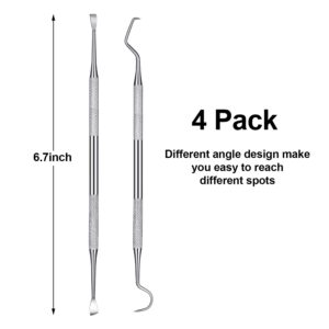 Mudder 4 Pieces Pet Tooth Scaler and Scraper Set Stainless Steel Pet Teeth Cleaning Tool Tartar Remover for Dogs Cats