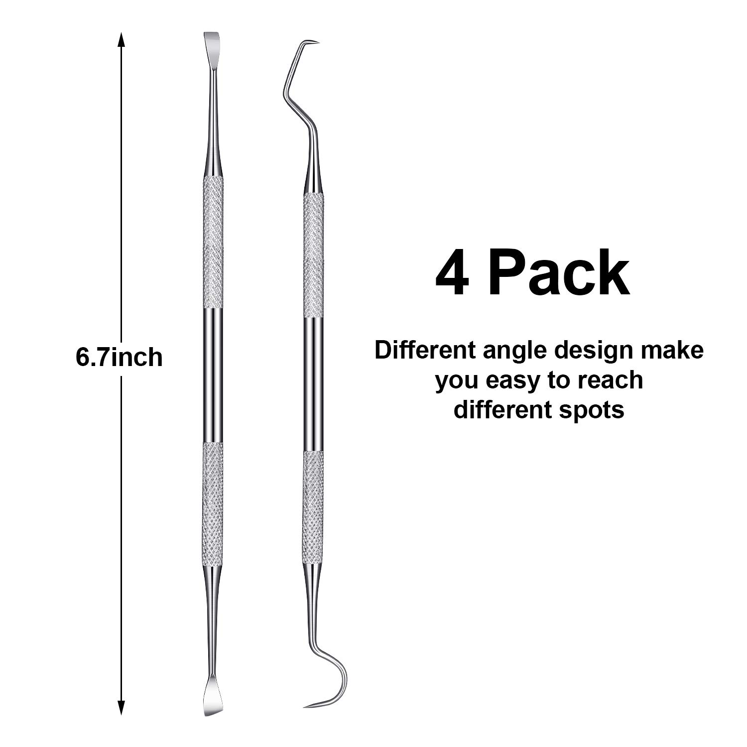 Mudder 4 Pieces Pet Tooth Scaler and Scraper Set Stainless Steel Pet Teeth Cleaning Tool Tartar Remover for Dogs Cats