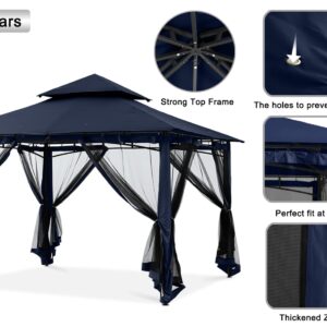 MASTERCANOPY Outdoor Garden Gazebo for Patios with Stable Steel Frame and Netting Walls (10x10,Navy Blue)