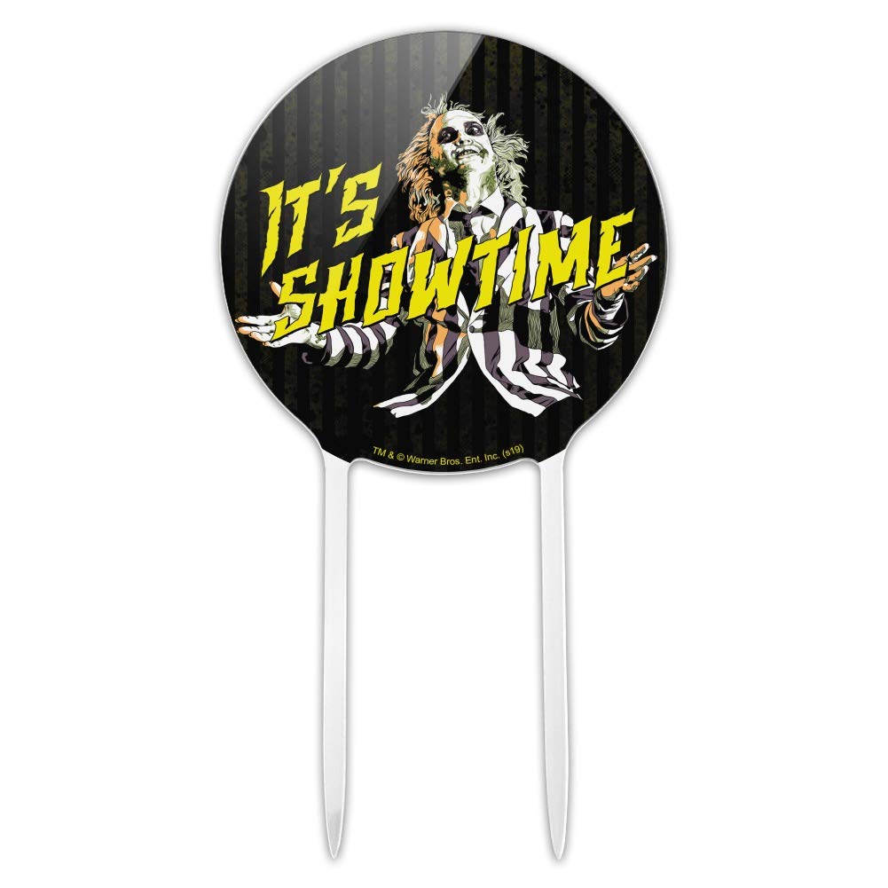 Acrylic Beetlejuice It's Showtime Cake Topper Party Decoration for Wedding Anniversary Birthday Graduation