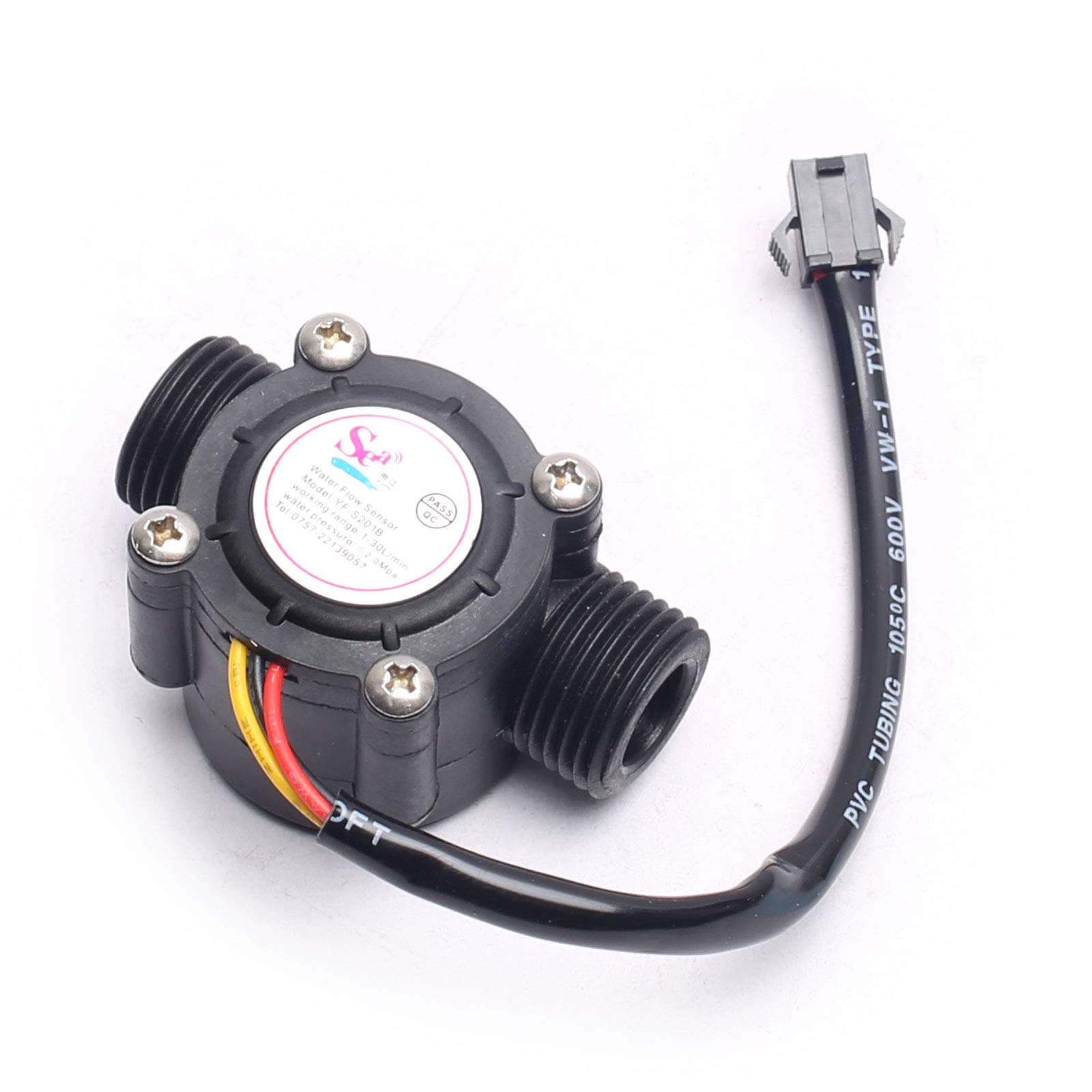 DEVMO 1/2'' Water Flow Hall Sensor Control Switch Fluid Flow Meter Flowmeter Counter 1-30L/min Compatible with Ar-duino