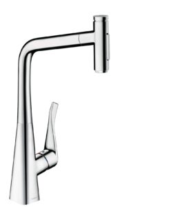 hansgrohe metris select chrome single-handle kitchen faucet, kitchen faucets with pull out sprayer, faucet for kitchen sink, chrome 73820001