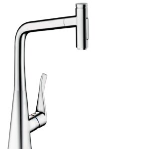 hansgrohe Metris Select Chrome Single-Handle Kitchen Faucet, Kitchen Faucets with Pull Out Sprayer, Faucet for Kitchen Sink, Chrome 73820001