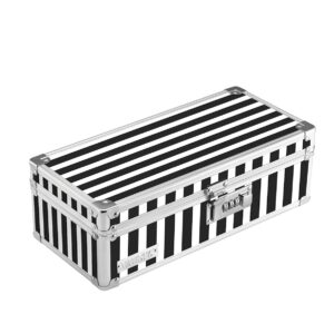 vaultz locking medicine storage box with combination lock, 3.75" x 11.88" x 5.25", black & white stripe (vz00345)