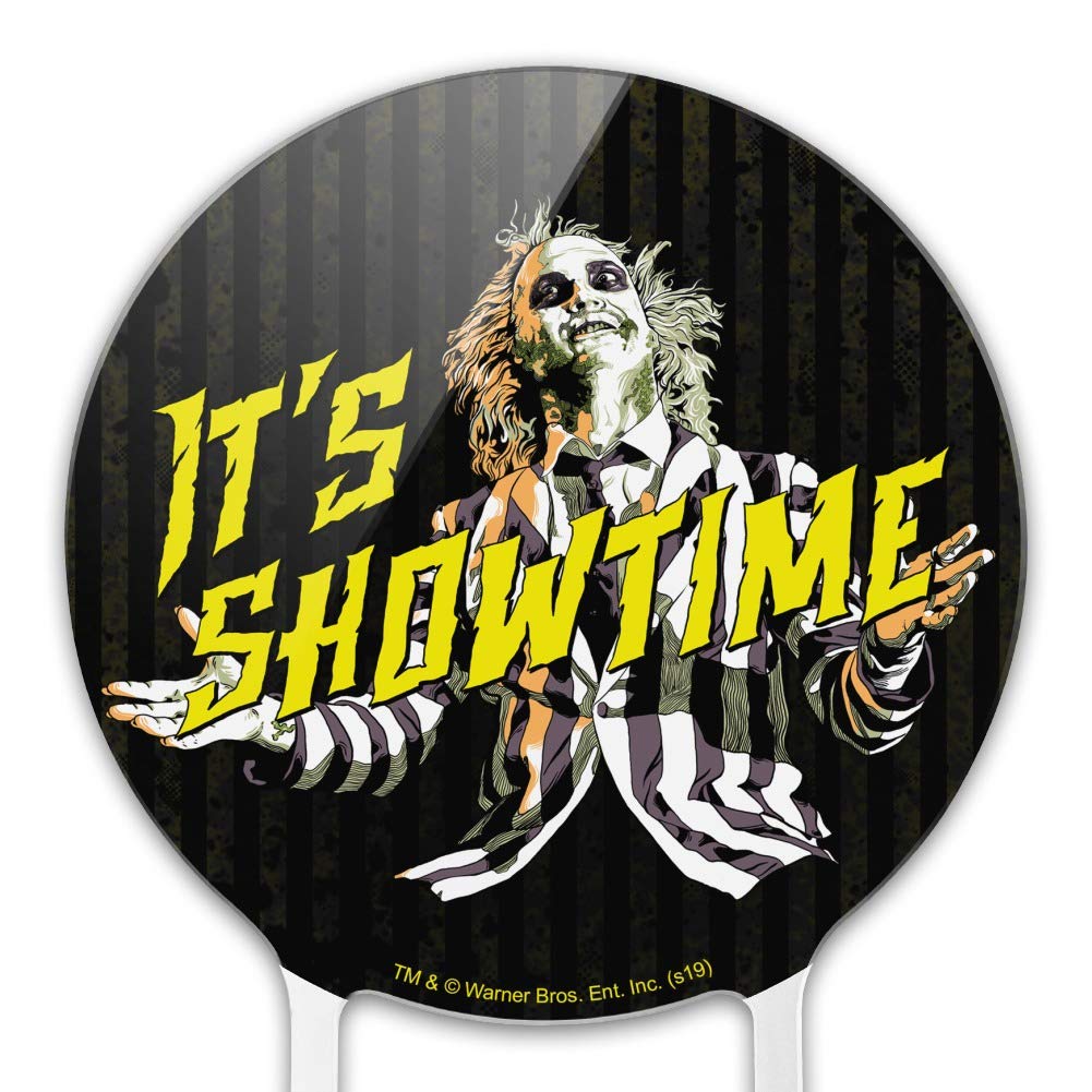 Acrylic Beetlejuice It's Showtime Cake Topper Party Decoration for Wedding Anniversary Birthday Graduation