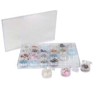 everything mary large plastic bead storage case with 24 removable & stackable jars- clear pink organizer storage for large, small, mini, & tiny beads - plastic snap case for jewelry & crafts