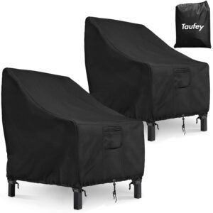 taufey patio chair covers, 37''lx40''dx30''h 600d heavy duty rip-stop and waterproof outdoor chair covers (2 pack - large, black)