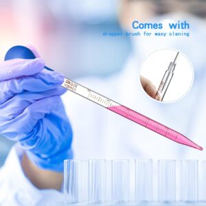 8PCS Thick Glass Graduated Dropper Pipettes Fluid and Liquid Pipettors 0.5ml, 1ml,2ml,3ml,5ml, 10ml,10CM,20CM with Caps and 2PCS Washing Brushes and 2PCS 20cm Glass Stir Rod(20cm-7.8inch)