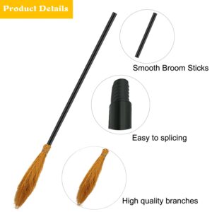 Medoore 2 Pack Halloween Witch Broom Plastic Witch Broomstick Cosplay Broom Props, Realistic Wizard Flying Broom Stick Accessory for Costumes