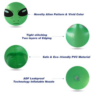 YBB 4 Pack Alien Inflatable Toys 36 Inch with UFO Foil Balloon, Novelty Large Size Martian Aliens Prop Toy Decorations for Birthday Halloween Party Favors (Green, Blue, Purple))