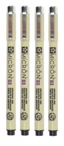 sakura pigma micron 03 black pen 0.35mm line width pack of 4 (03)