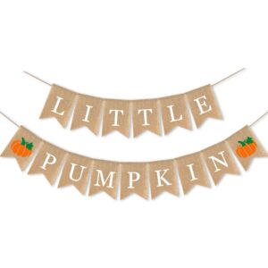 7-gost Burlap Little Pumpkin Banner Fall Autumn Baby Shower Party Birthday Garland Supplies