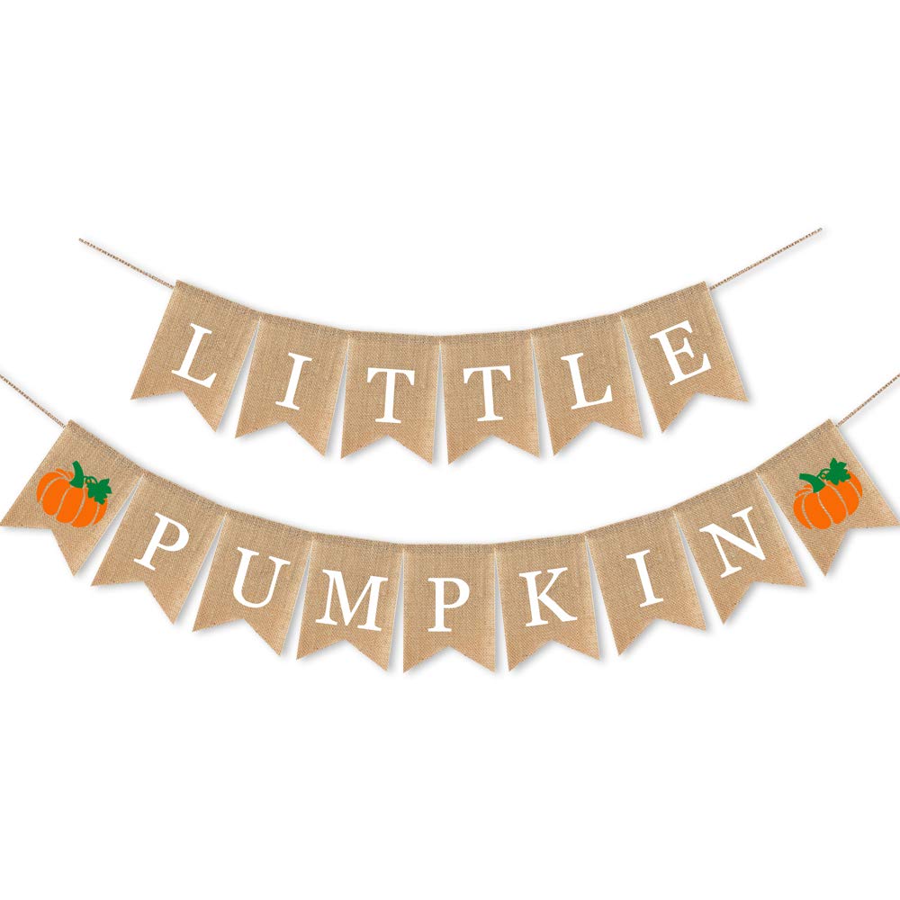 7-gost Burlap Little Pumpkin Banner Fall Autumn Baby Shower Party Birthday Garland Supplies