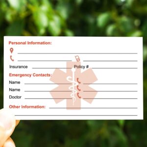 RXBC2011 Emergency Medical Information ID Card Pack of 5