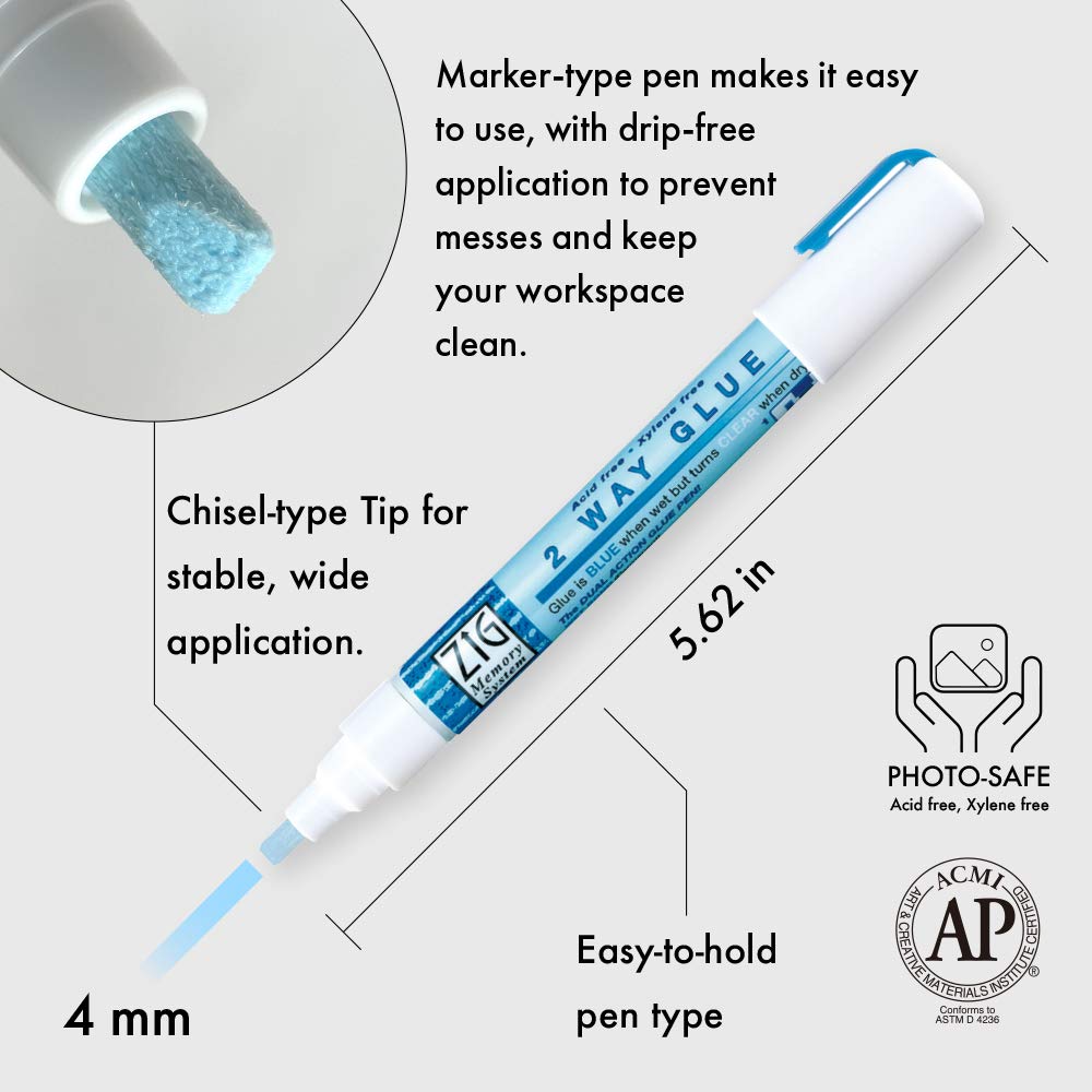 KURETAKE ZIG CORPORATION 2-Way Glue Pen 3P, Chisel Tip