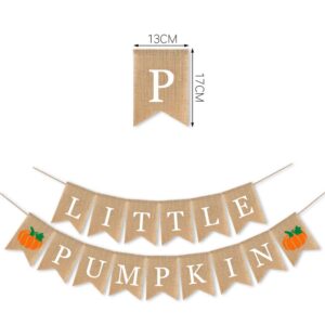 7-gost Burlap Little Pumpkin Banner Fall Autumn Baby Shower Party Birthday Garland Supplies