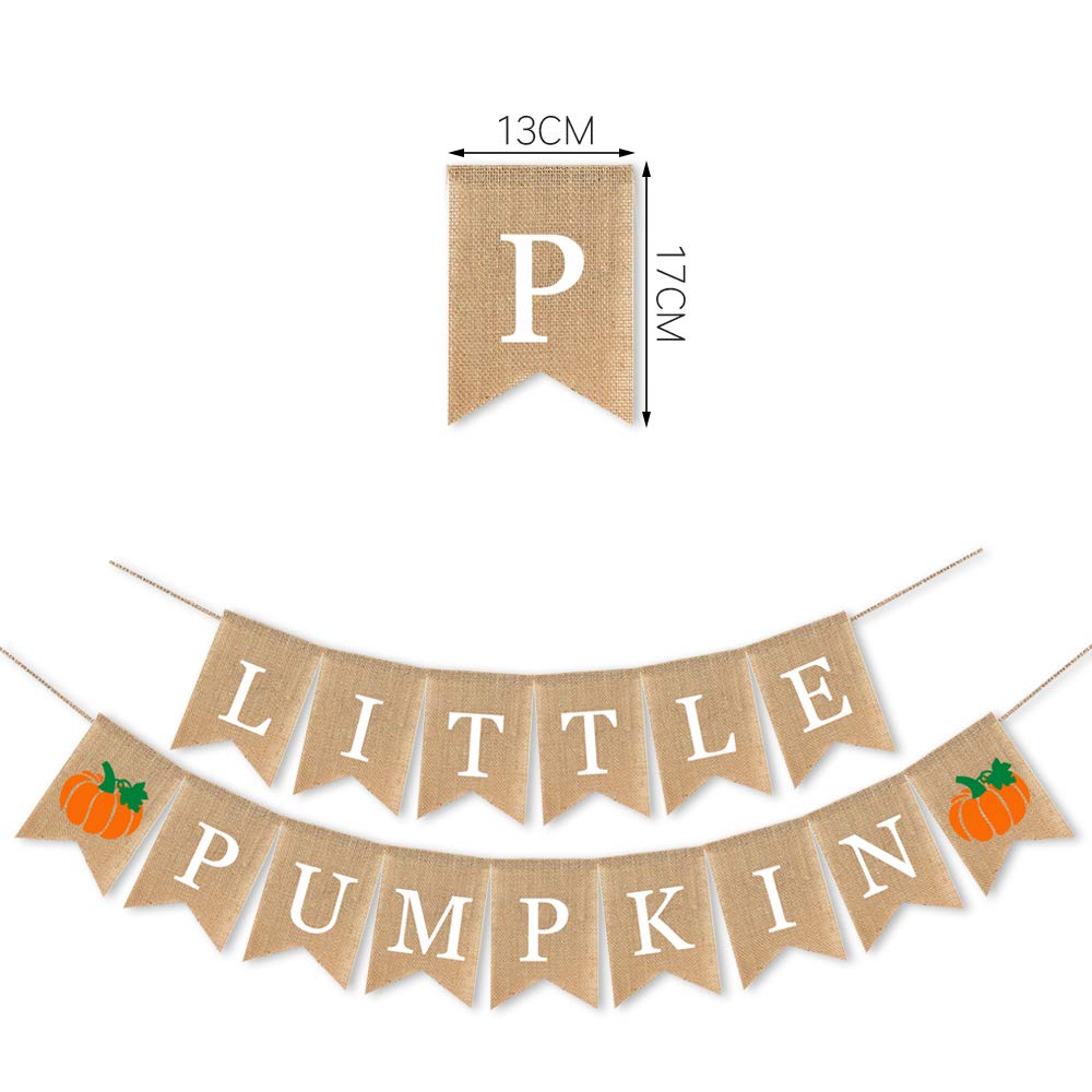 7-gost Burlap Little Pumpkin Banner Fall Autumn Baby Shower Party Birthday Garland Supplies